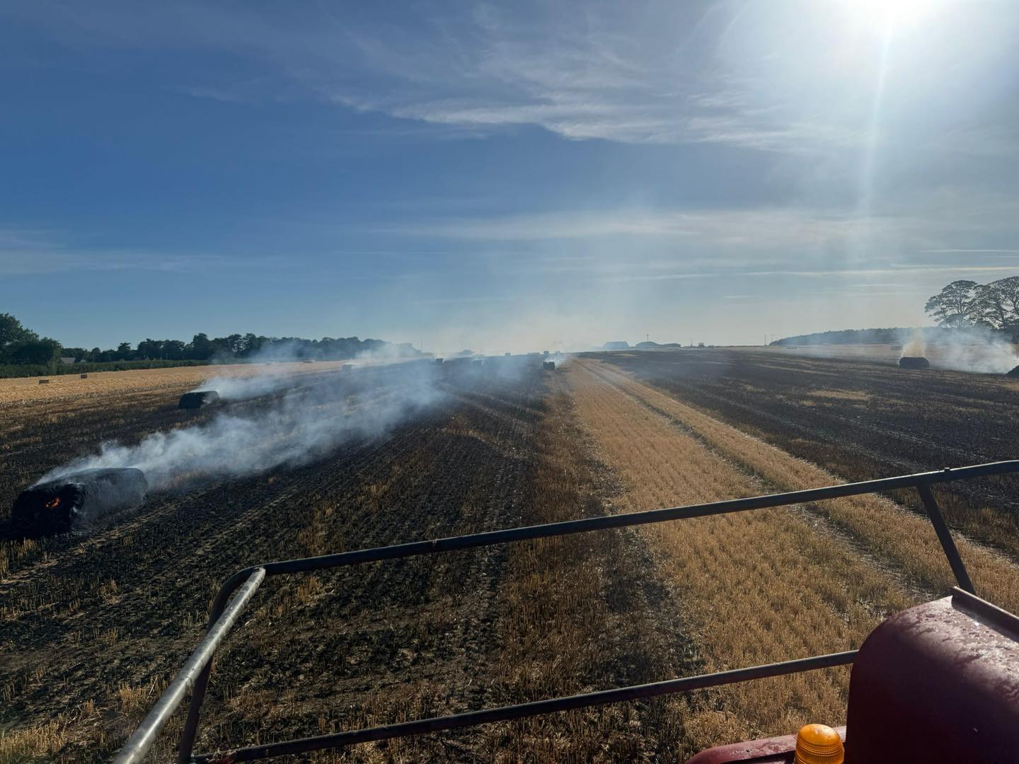Baler fire spreads to field and bales at Potto - Hambleton Today